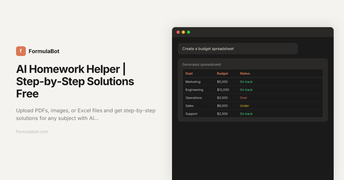 AI Homework Helper | Free Solutions - Formula Bot