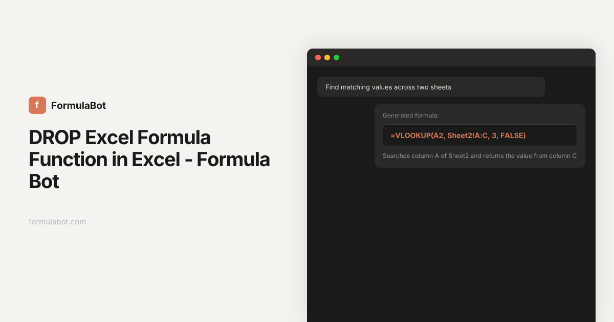 DROP Excel Formula Function in Excel - Formula Bot