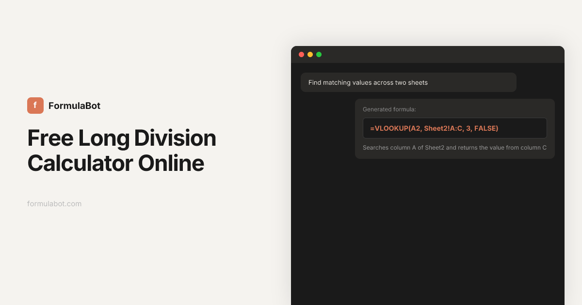 Free Long Division Calculator Online - Formula Bot
