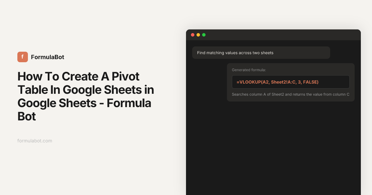 How To Create A Pivot Table In Google Sheets in Google Sheets - Formula Bot