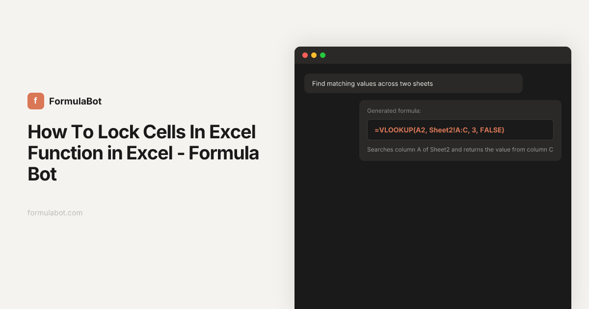 How To Lock Cells In Excel Function in Excel - Formula Bot