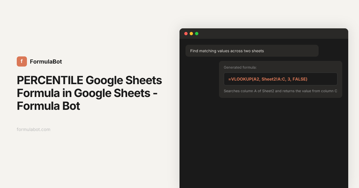 PERCENTILE Google Sheets Formula in Google Sheets - Formula Bot